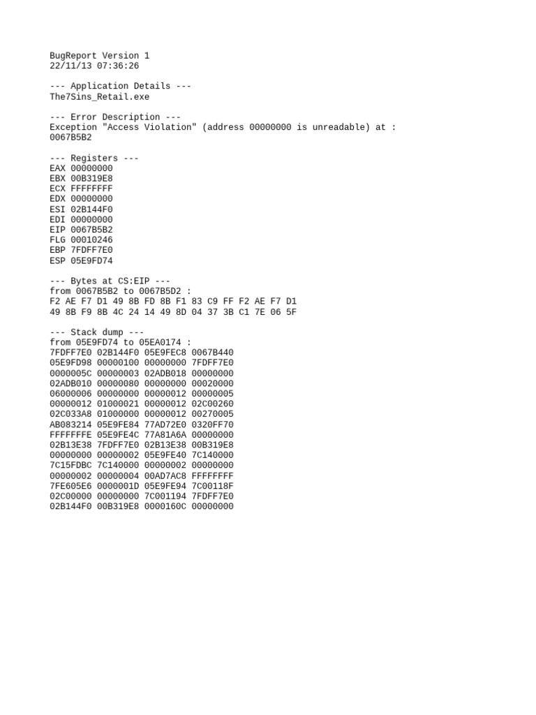 Bug Report 01 | PDF