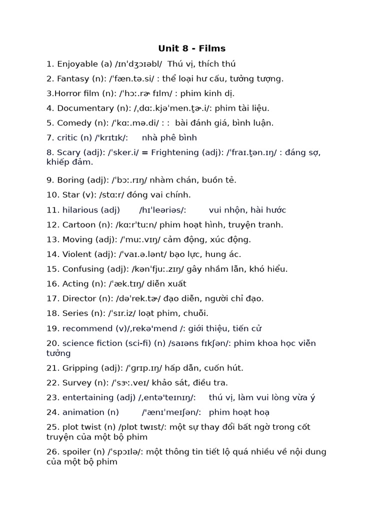 Film Genres and Vocabulary Guide | PDF