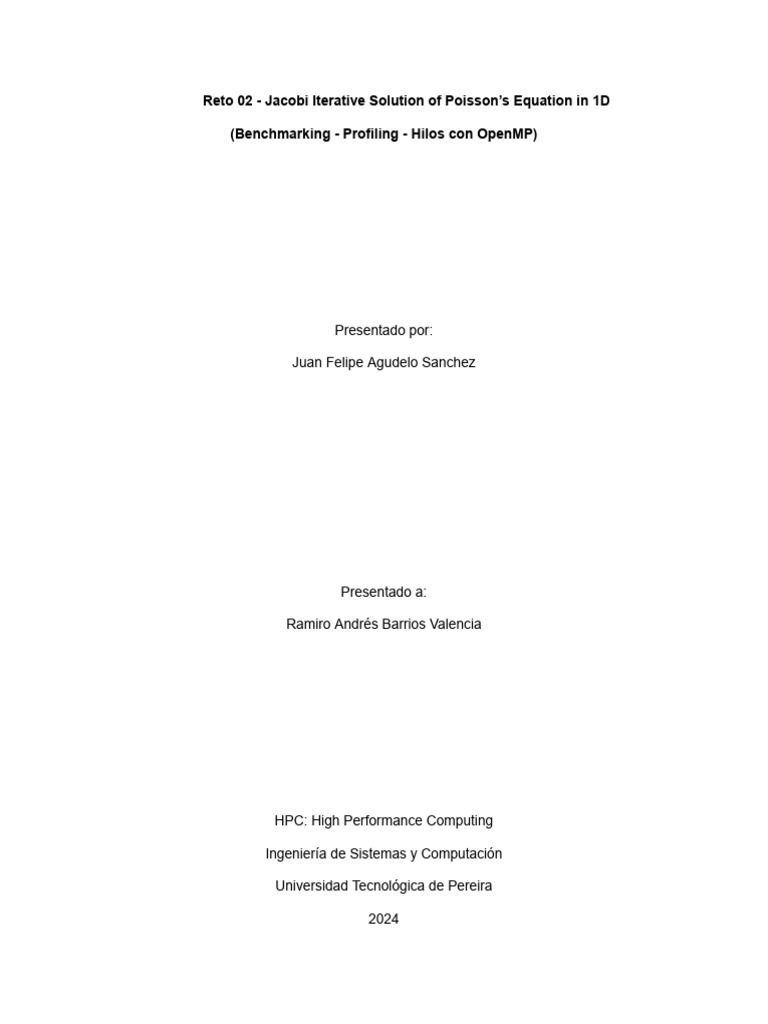 Jacobi Iterativo en Poisson 1D con OpenMP | PDF | Computación paralela ...