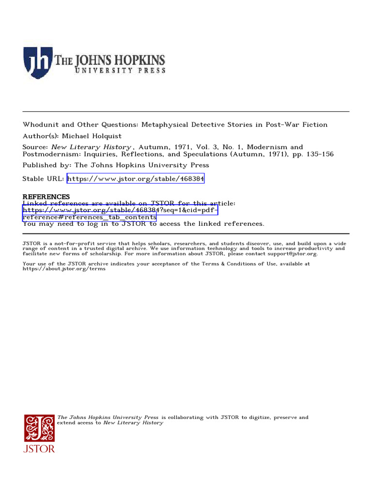 Holquist WhodunitQuestionsMetaphysical 1971 | PDF | Detective Fiction ...