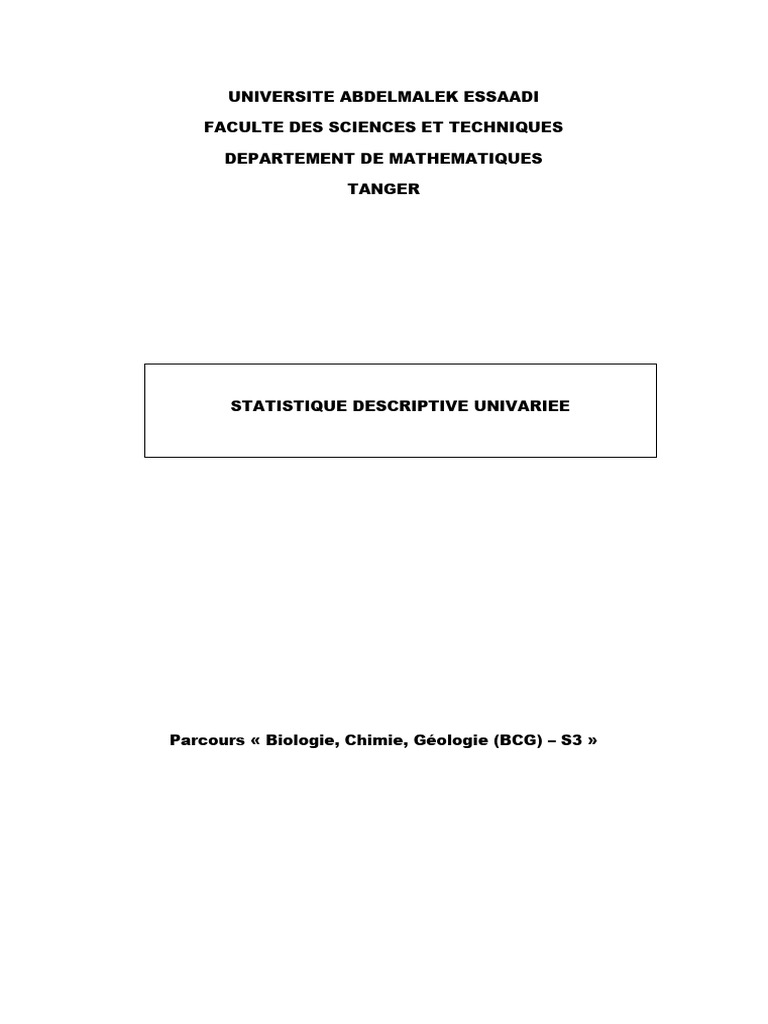 Statistique descriptive univariée 2021-2022 | PDF | Moyenne | Statistiques