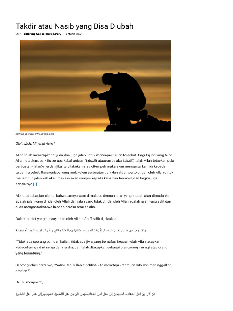 Takdir Atau Nasib Yang Bisa Diubah _ Tebuireng Online | PDF
