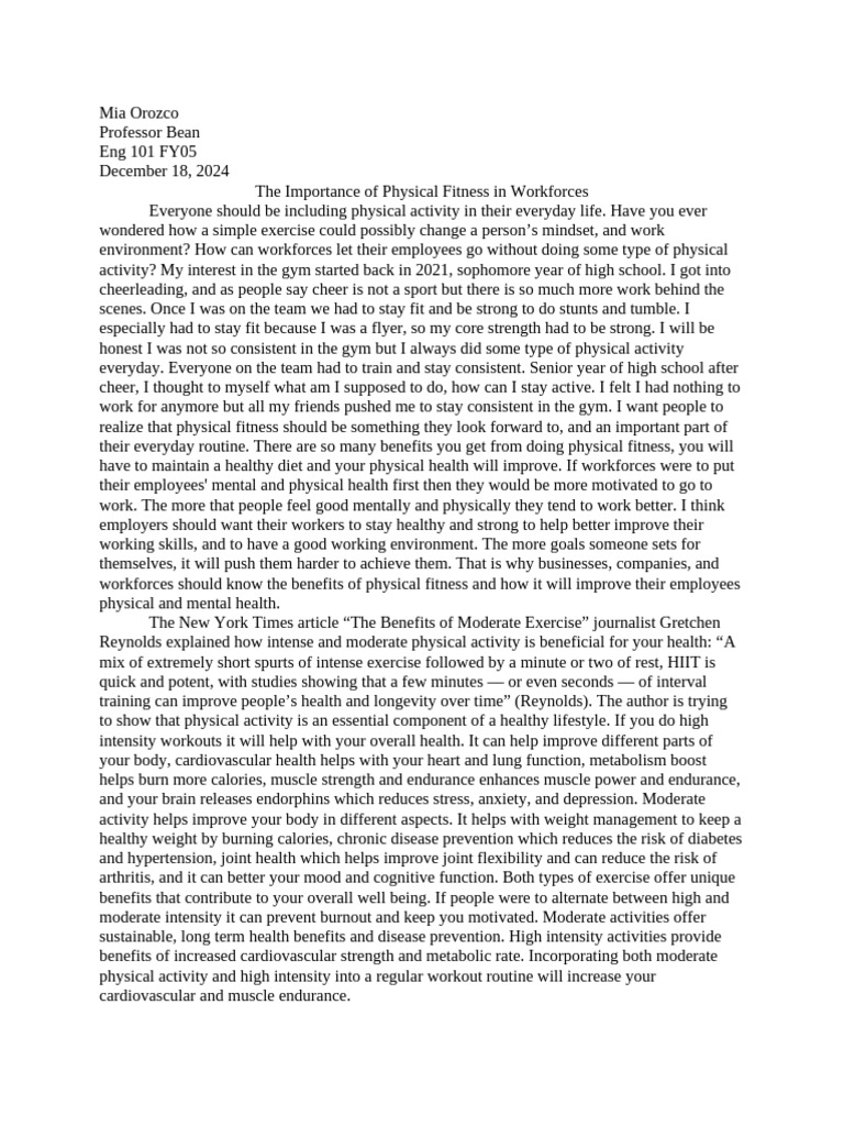 Mia Orozco Inquiry Based Research Project Final Draft | PDF | Physical ...