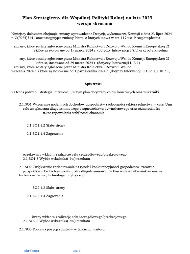 Plan Strategiczny Dla WPR Wersja Skrócona 4 2 Z Notyfikacjami | PDF