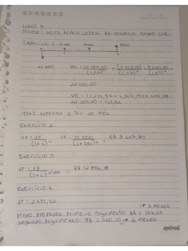 Lista 10 - Mat - Fin | PDF