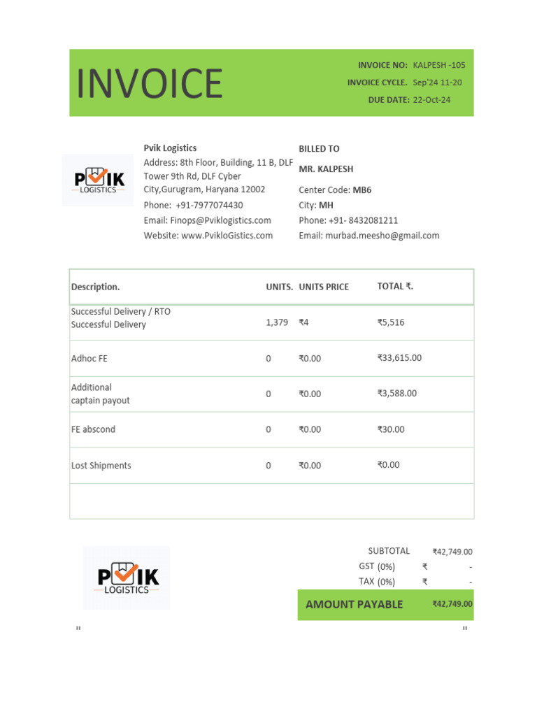 MB6 Invoice 11-20 Sep | PDF