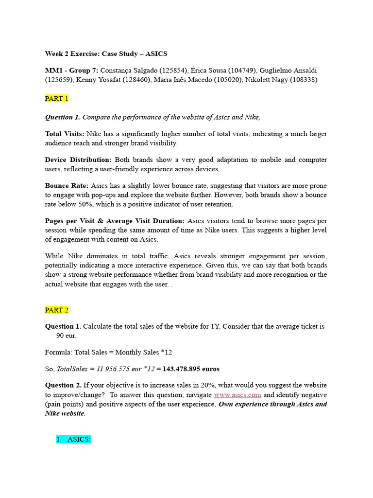 Week 2 Exercise_ Case Study – ASICS | PDF | Nike