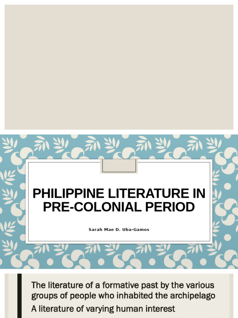 Philippine Literature in Pre Colonial Period | PDF | Philippines | Oral ...
