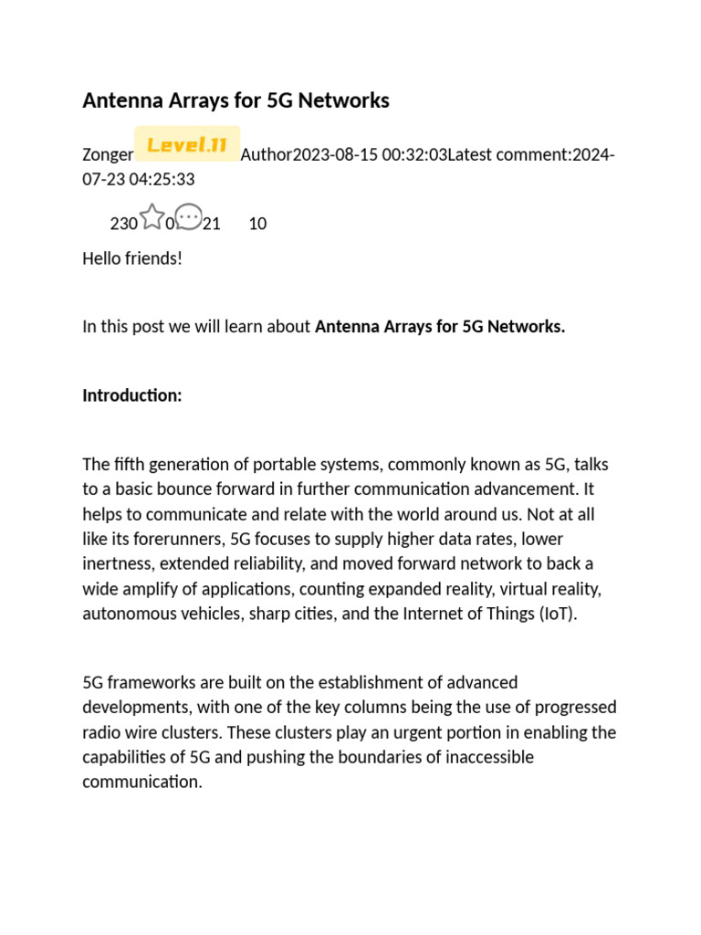 Antenna Arrays For 5G Networks | PDF | Mimo | Antenna (Radio)