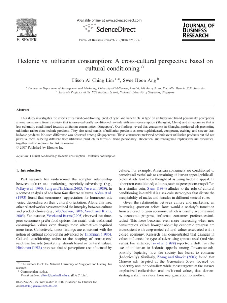 Cultural Impact on Consumption Types | PDF | Brand | Hedonism