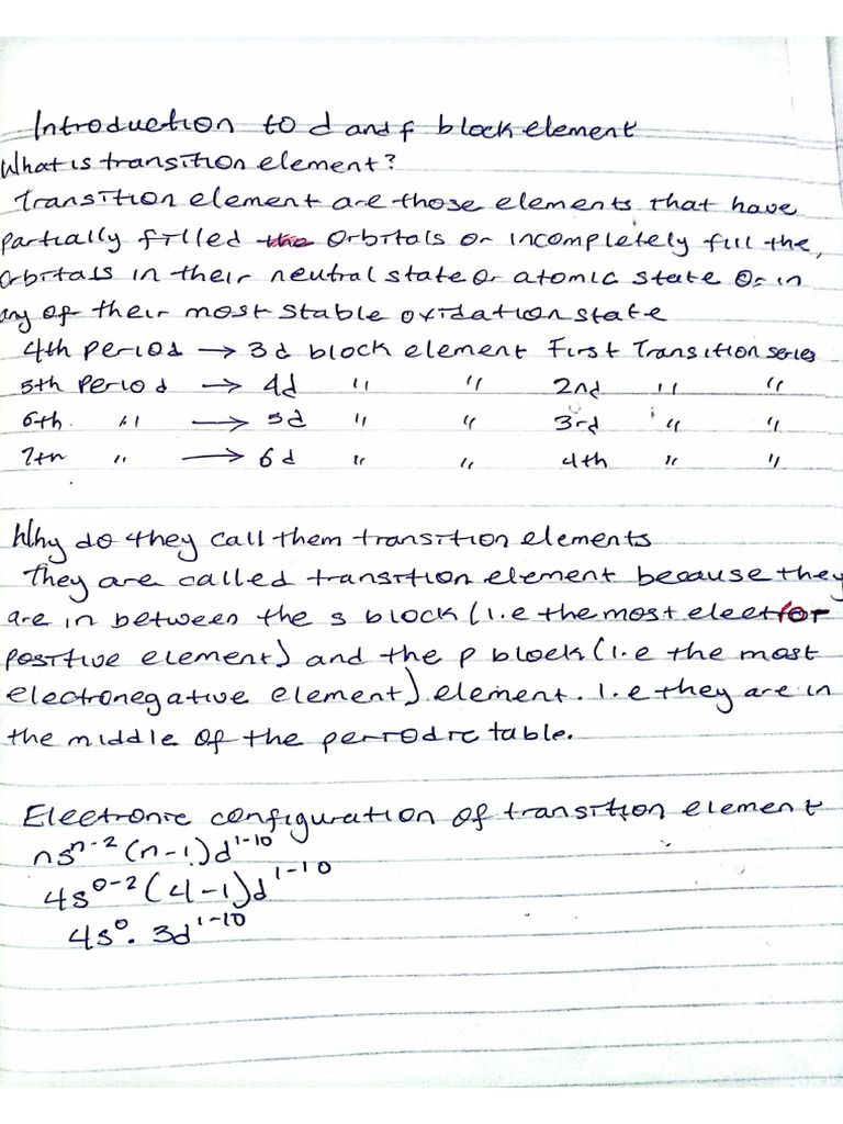 CHM 141 Dictated Note INTRODUCTION TO D & F BLOCK | PDF