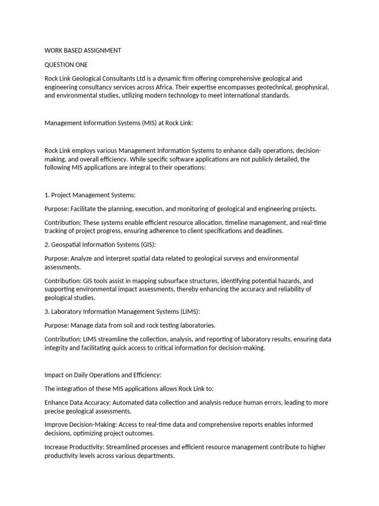 Mis Work Based Assignment | PDF | Geographic Information System | Geology