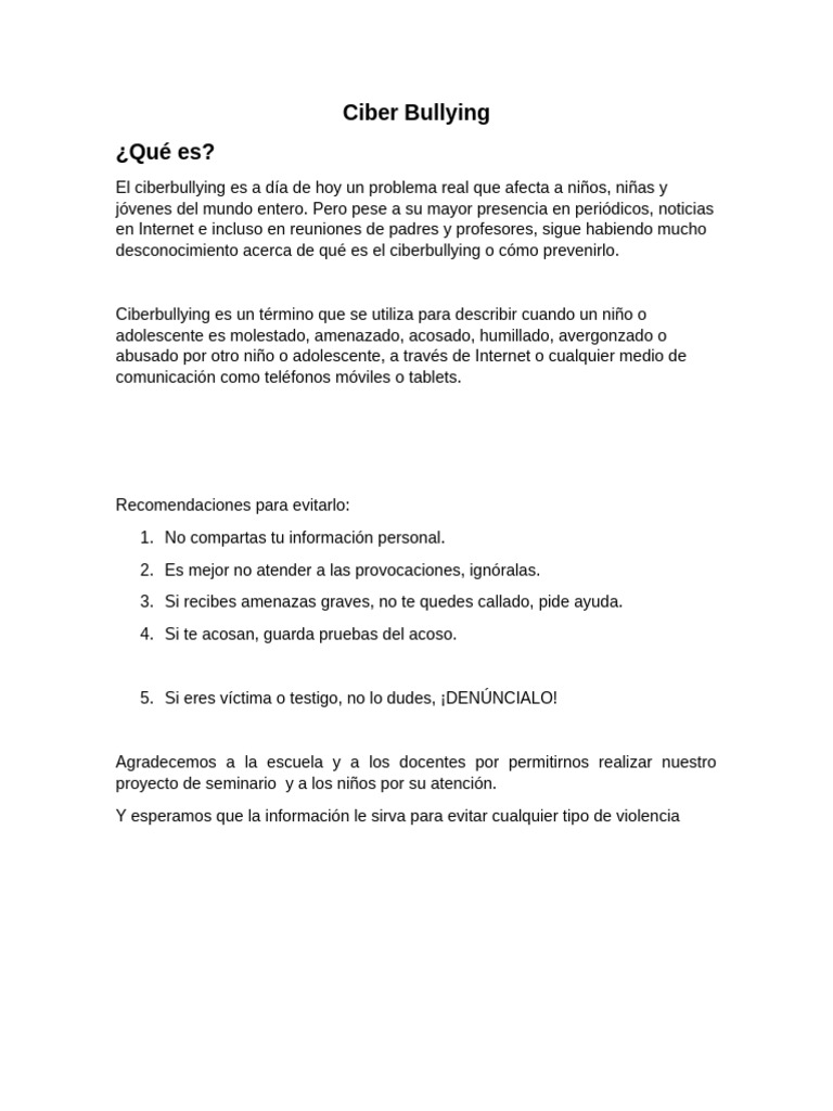 Prevención del Ciberbullying en Jóvenes | PDF