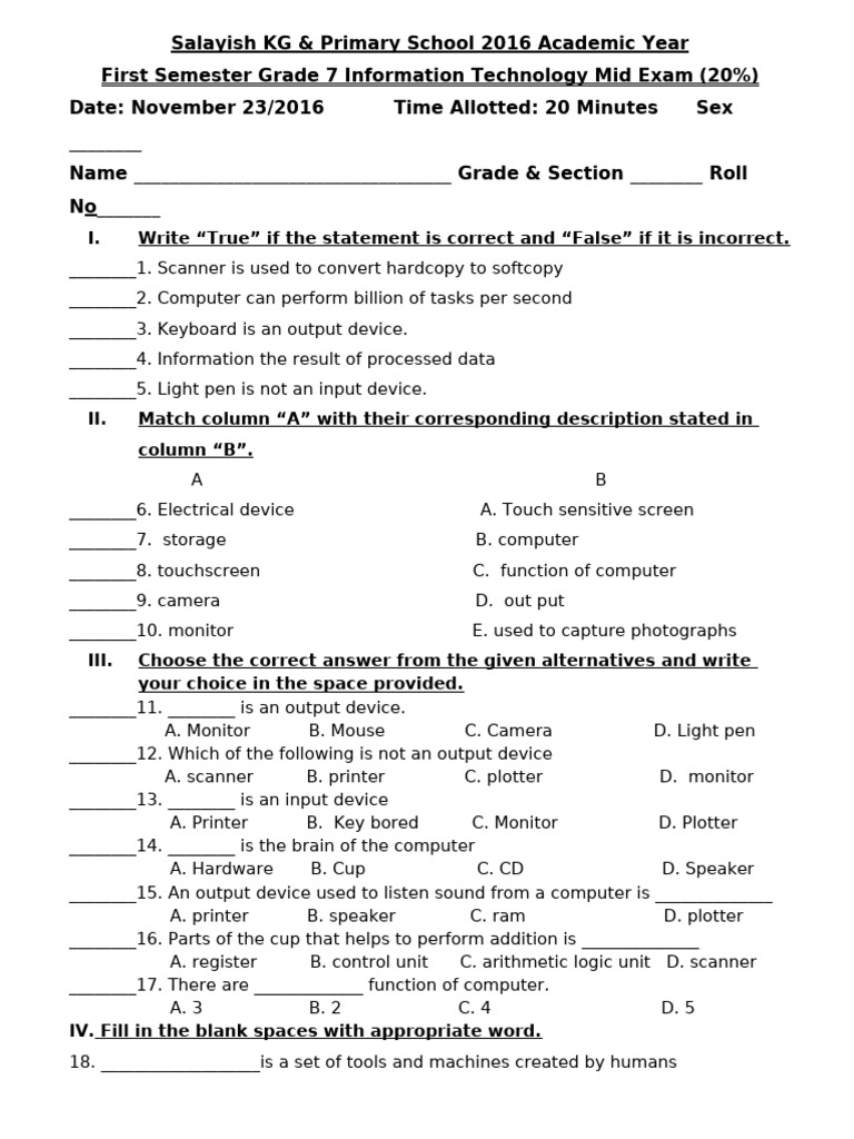 Grade 7 ICT | PDF | Input/Output | Touchscreen