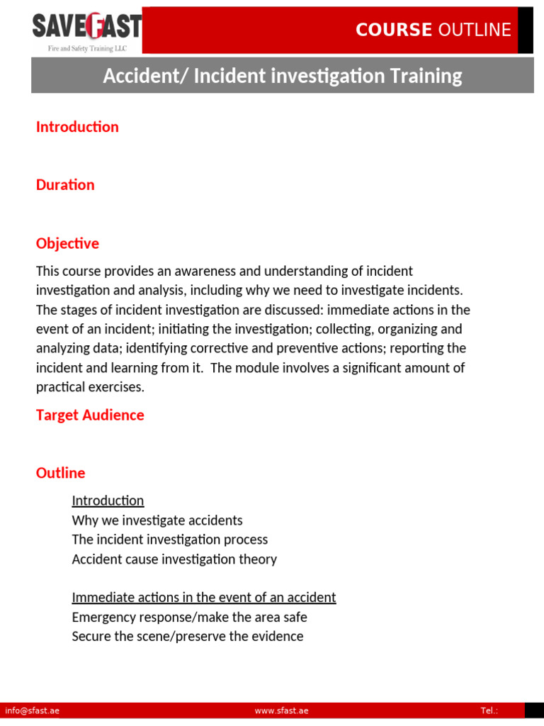Accident Incident Investigation Course Outline | PDF