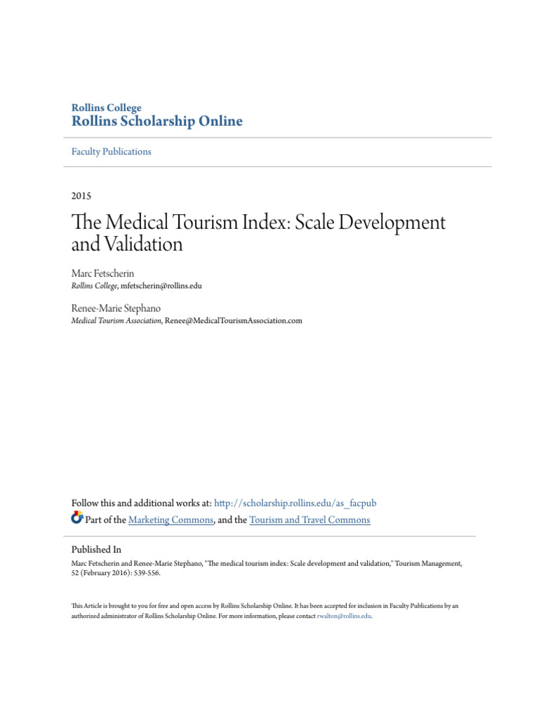 The Medical Tourism Index - Scale Development and Validation | PDF ...