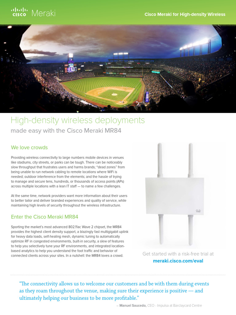 Meraki High-Density Solution Guide | PDF | Ieee 802.11 | Wi Fi