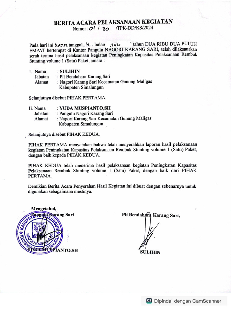 Contoh BA_Non SarprasRfh2024 | PDF