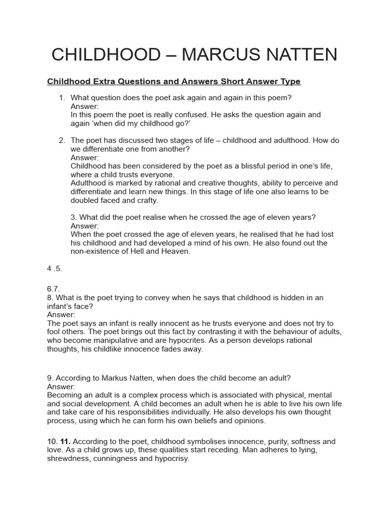 Childhood Questions and Insights | PDF