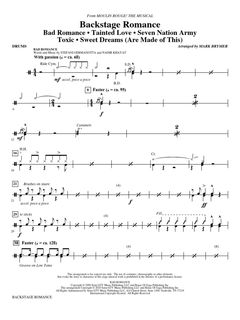 Backstage Romance (From Moulin Rouge! The Musical) Drums | PDF