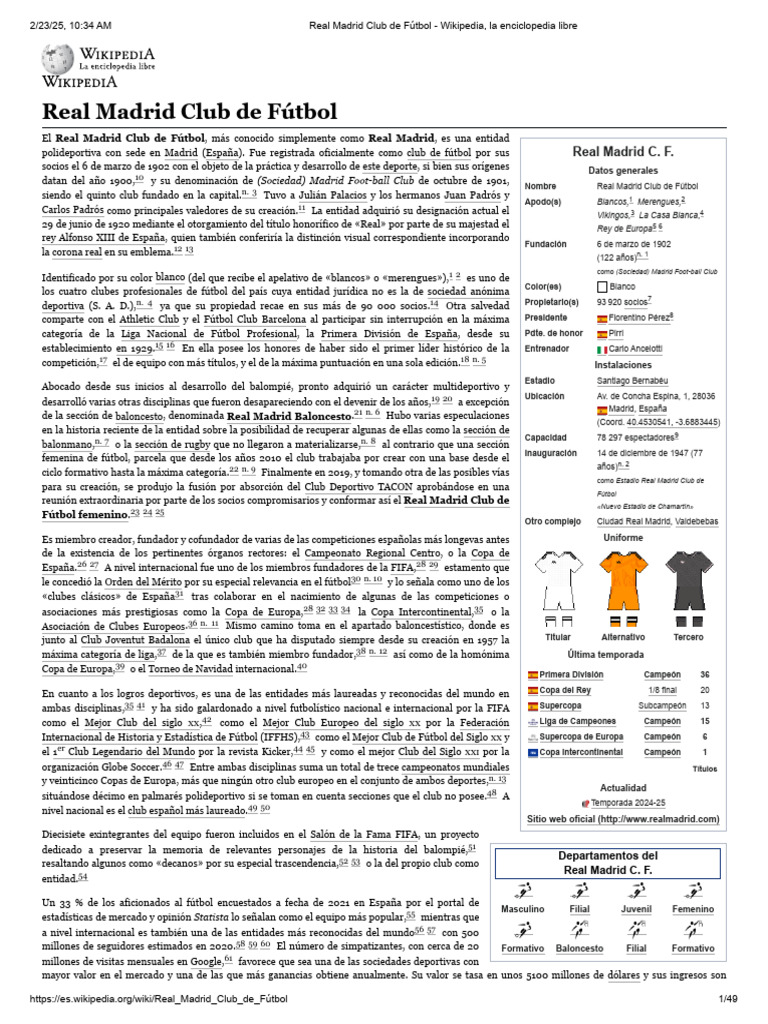 Real Madrid Club de Fútbol - Wikipedia, la enciclopedia libre | PDF ...