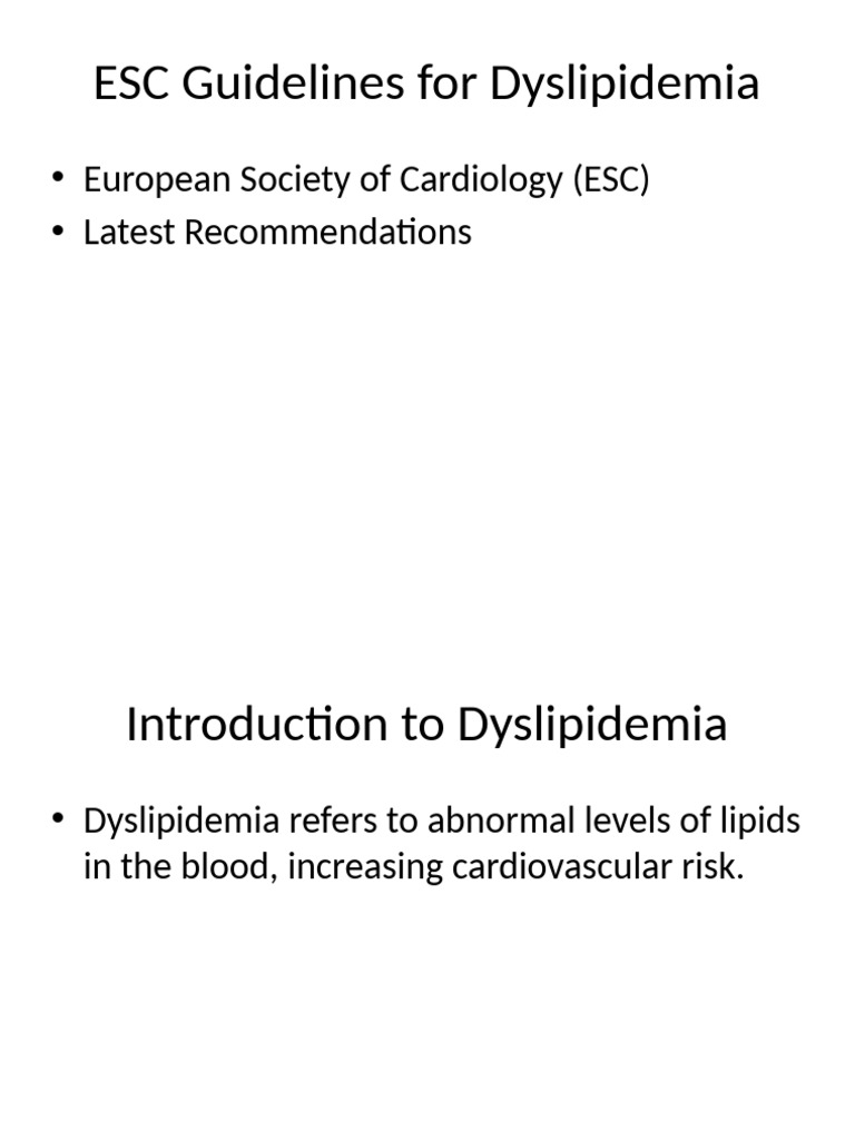 ESC Dyslipidemia Guidelines 50 Slides | PDF | Cardiovascular Diseases ...