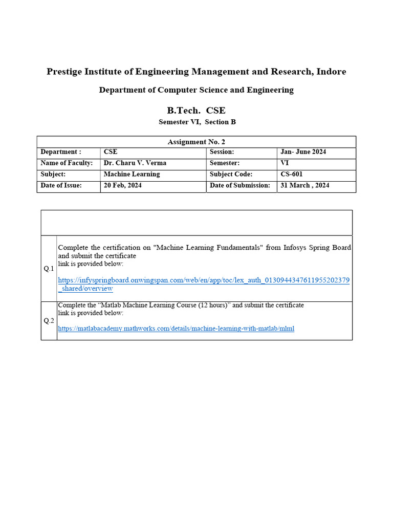 Assignment ML Assignment2-1 | PDF