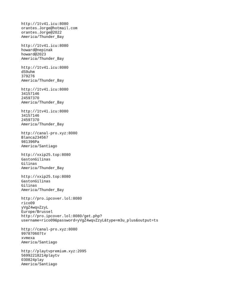 User Credentials and Streaming Links | PDF