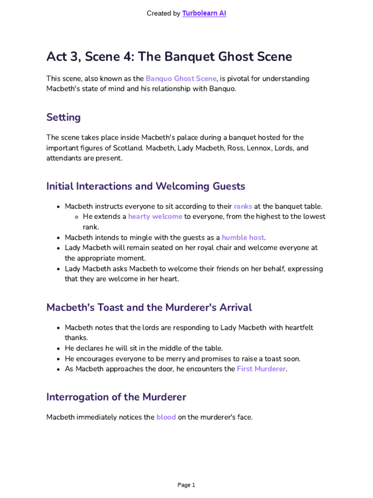 MACBETH ACT 3 SCENE 4 | PDF | Macbeth