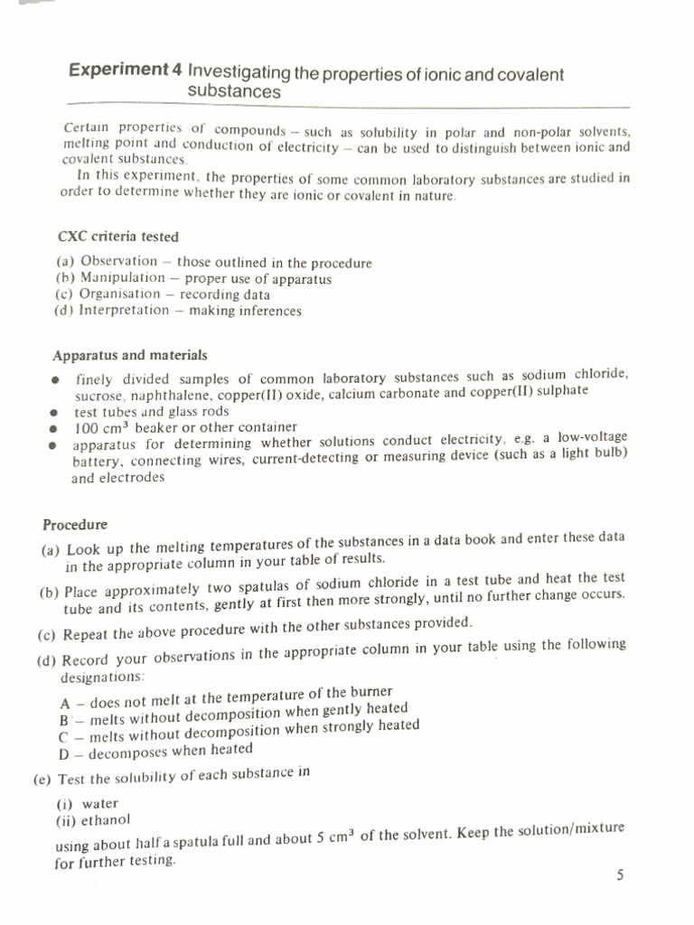 CSEC Chemistry Lab 3 | PDF