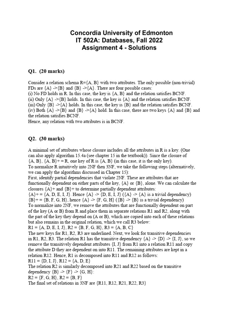 Assignment4 IT 502A - Solutions | PDF | Data Management
