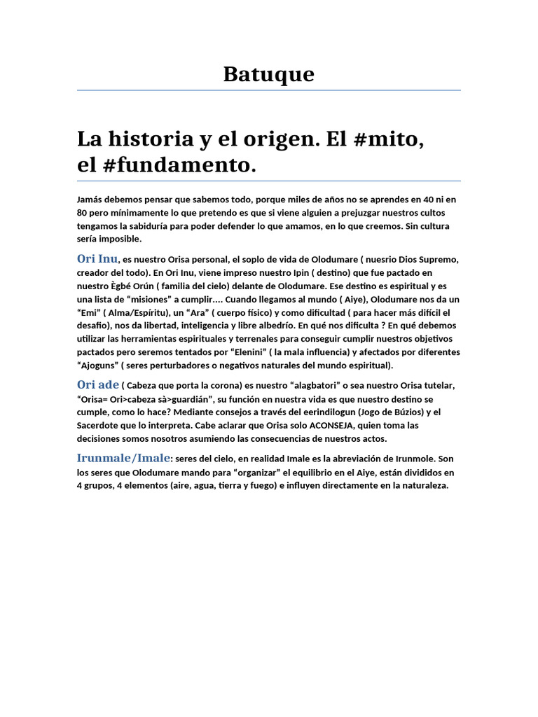 La esencia del Batuque y su linaje | PDF