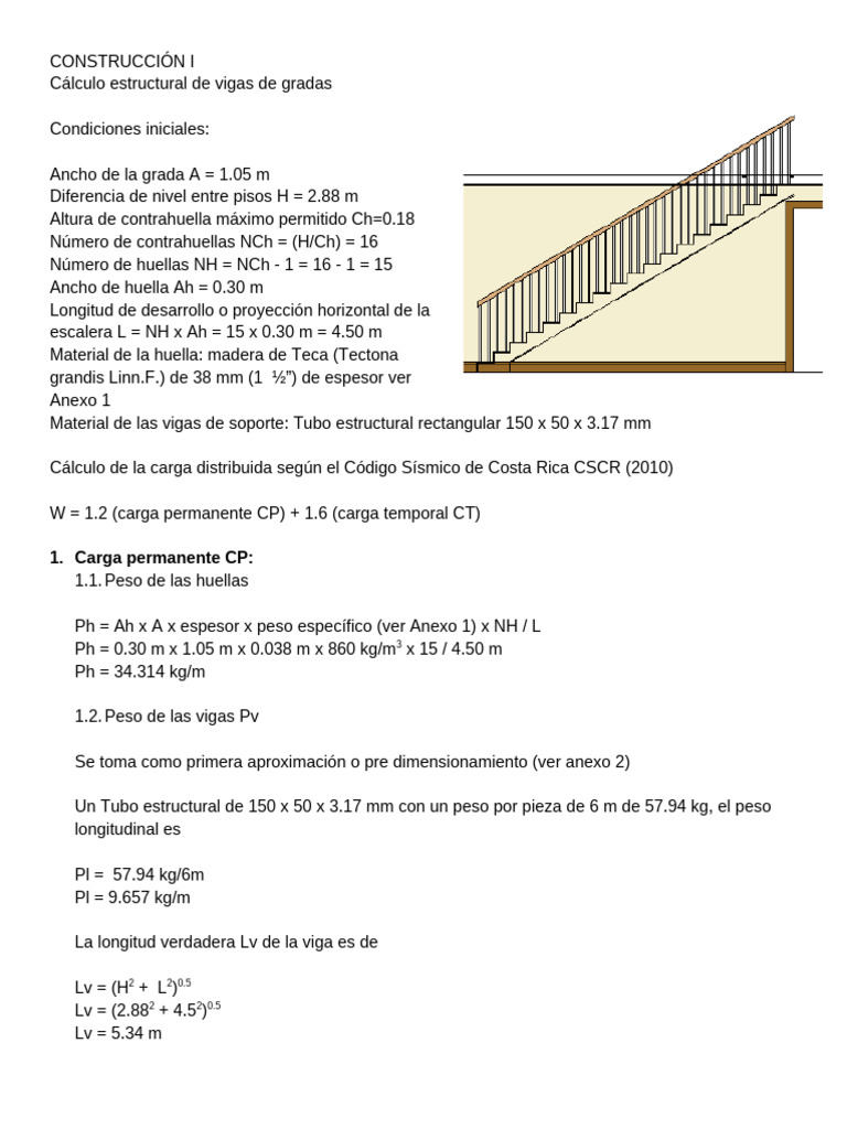 Calculo de Gradas | PDF | Viga (Estructura) | Mecánica