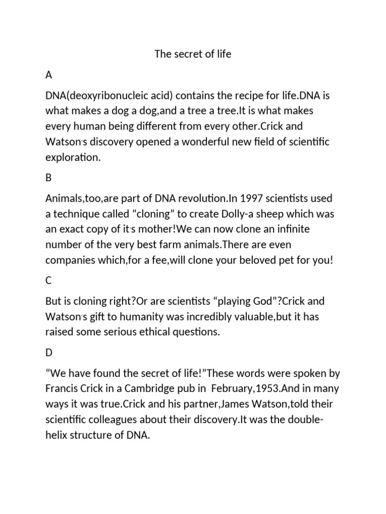 The Secret of Life | PDF