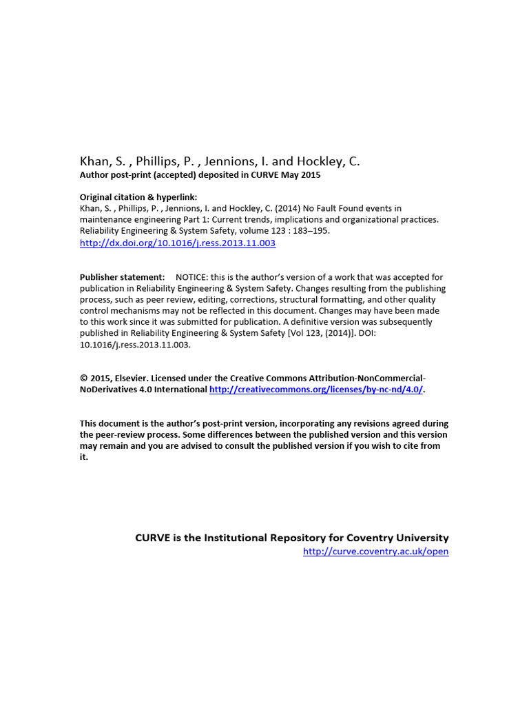 No Fault Found Events in Maintenance | PDF | Reliability Engineering ...