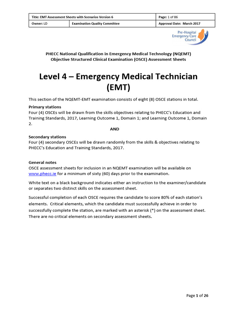 01 Emt Osces Skill 2017.PDF-1 | PDF | Cardiopulmonary Resuscitation ...