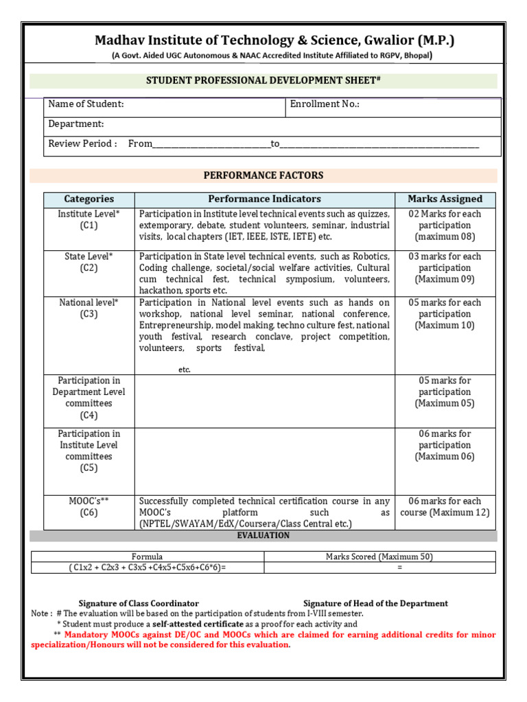 PDC - Evaluation Sheet - 2020-2021 Batch Onwards | PDF | Massive Open ...