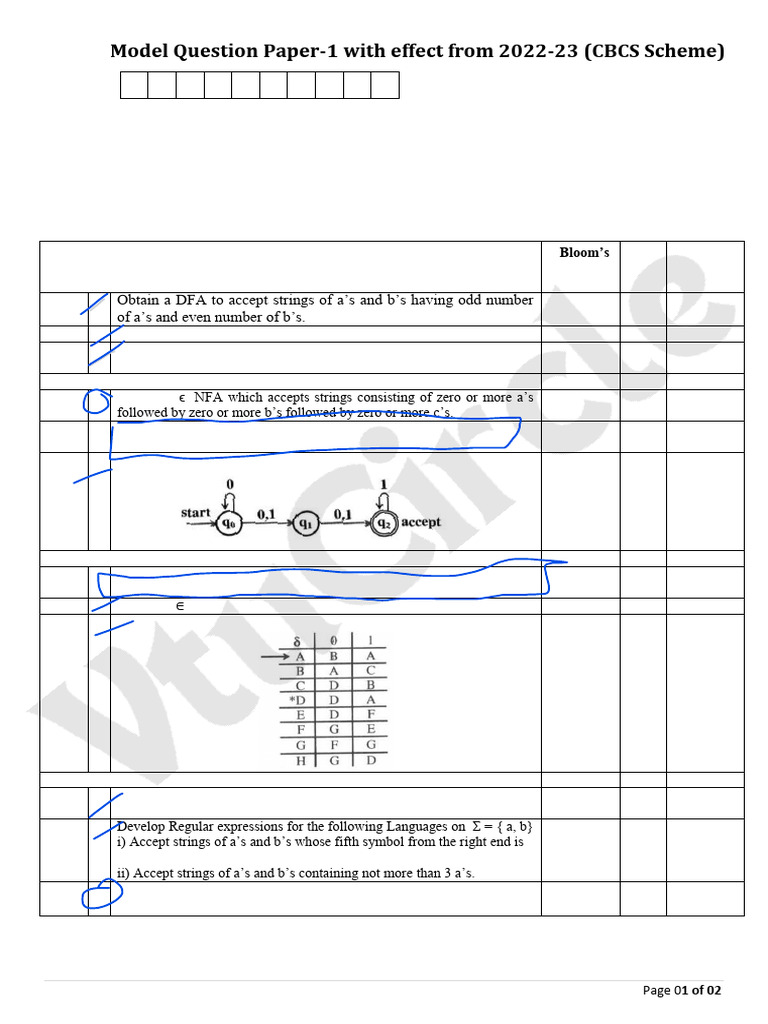 BCS503 Model Set 1 Paper | PDF | Formalism (Deductive) | Theory Of ...