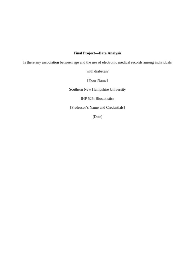 IHP 525 Final Project Data Analysis Template (2) - y7XQ7JC | PDF ...