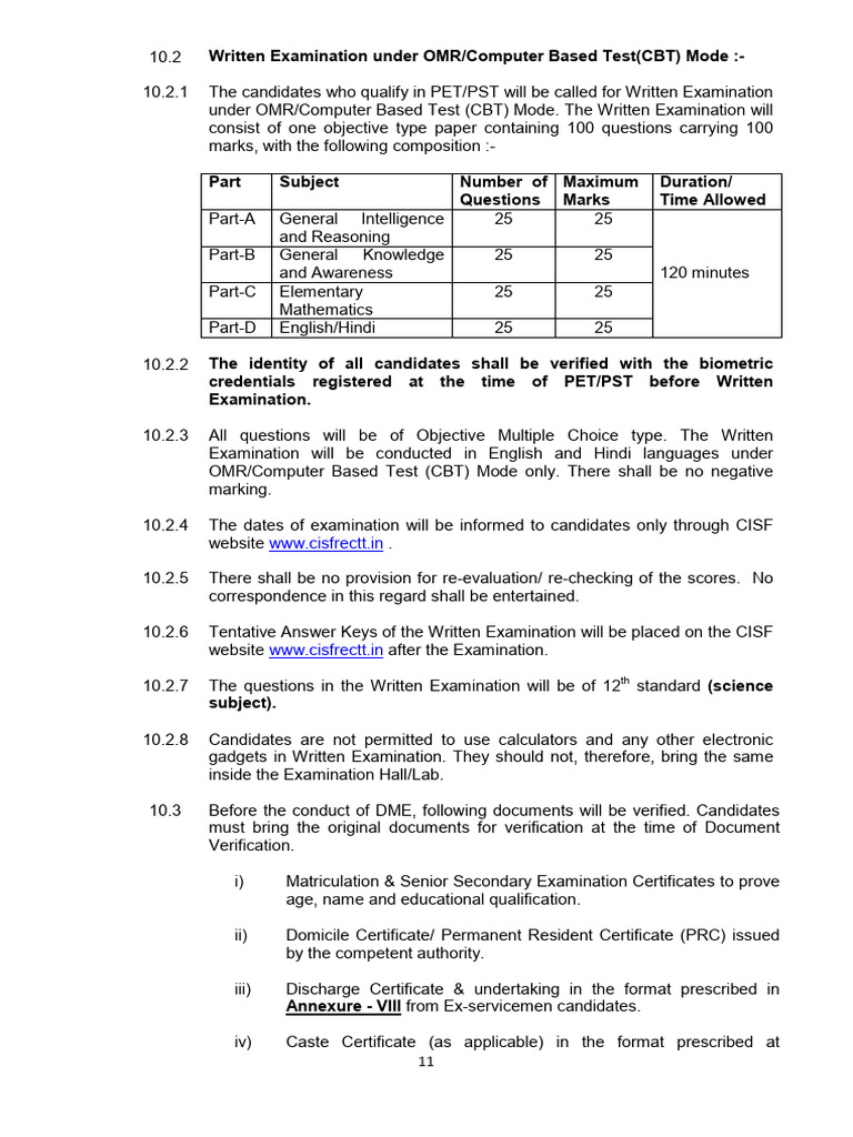 CISF Fireman Syllabus PDF | PDF