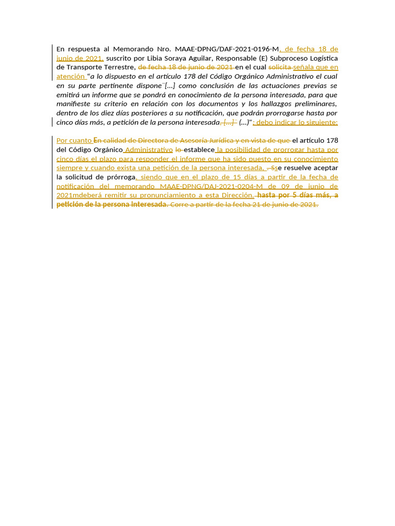 Memo Prórroga | PDF