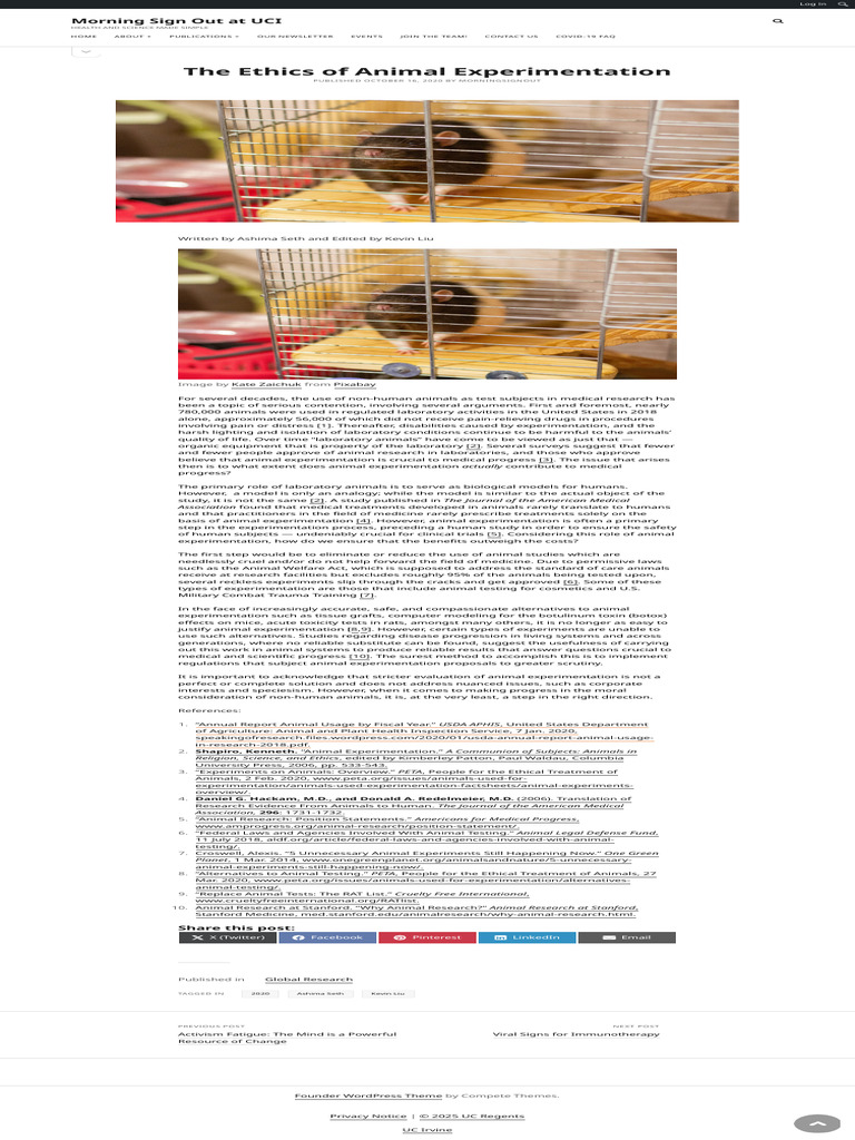 Ethics of Animal Experimentation Explained | PDF | Animal Testing ...