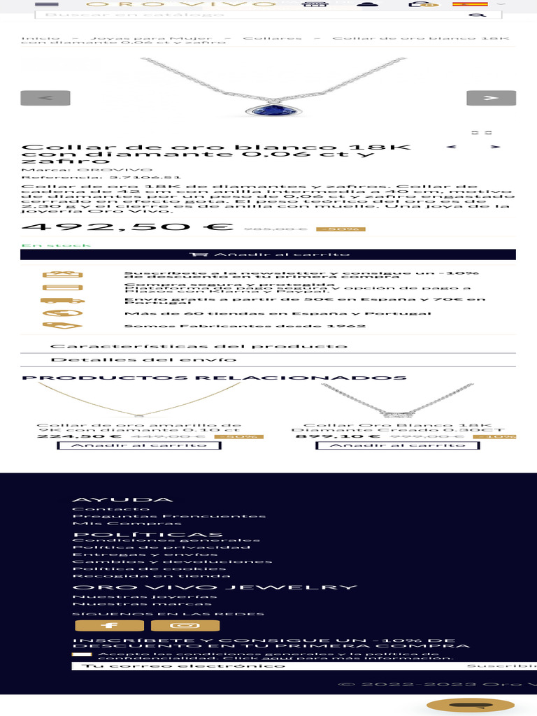 Collar Oro Blanco 18K con Diamante y Zafiro | PDF | Minerales de elementos nativos