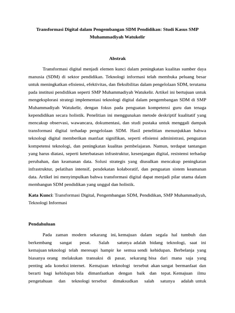 Transformasi Digital Dalam Pengembangan SDM Pendidikan | PDF