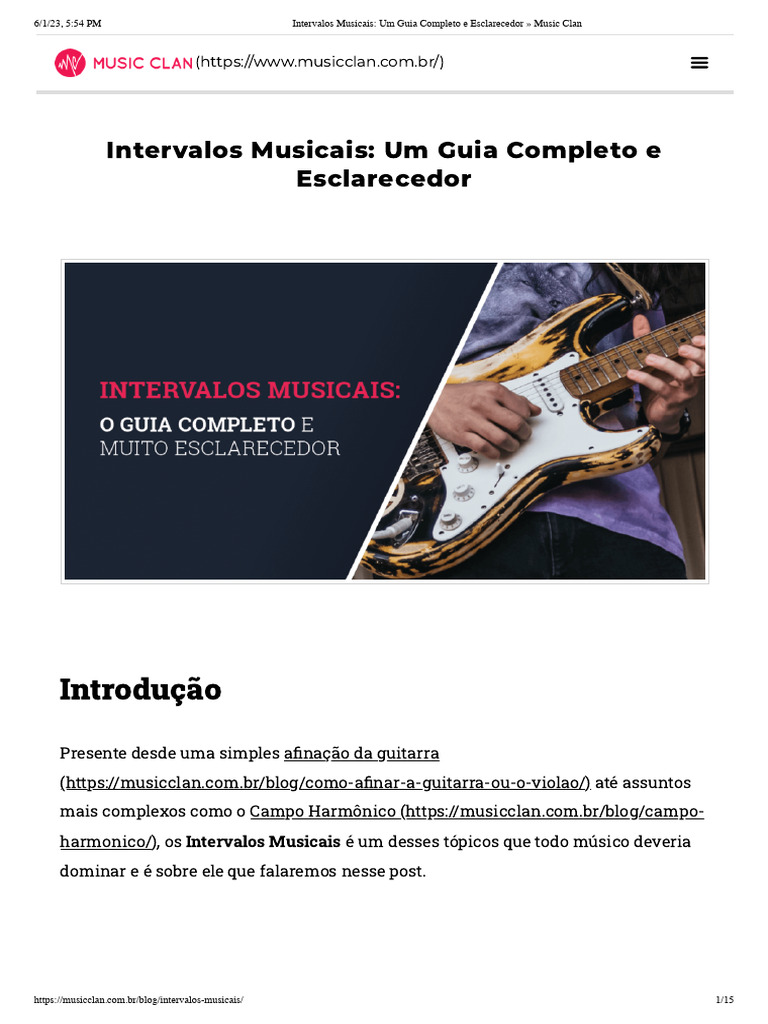 Intervalos Musicais_ Um Guia Completo_Music Clan | PDF | Intervalo (música) | Musicologia