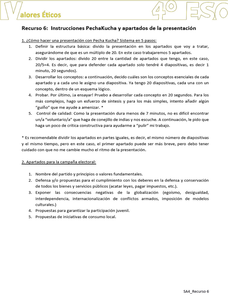 Recurso-6 Instrucciones Pechakucha PDF | PDF