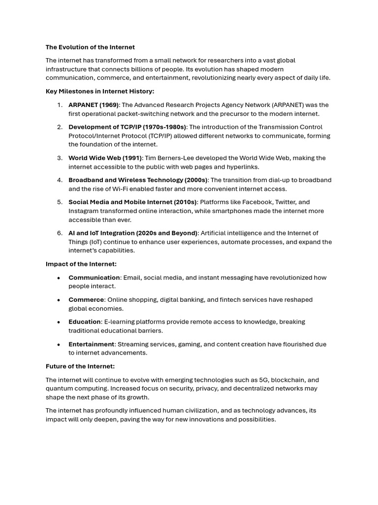 The Evolution of The Internet | PDF