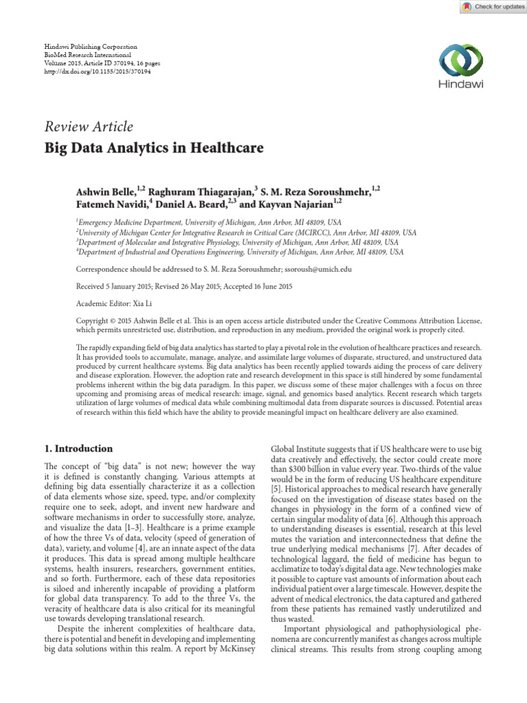 Big Data Analytics in Healthcare | PDF | Medical Imaging | Ct Scan