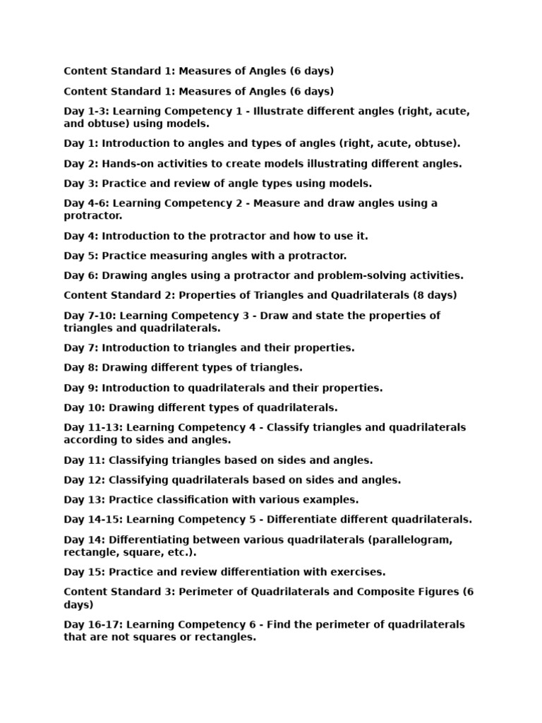 Matatag 1st Quarter Mathematics Content Standards Overview and Day ...