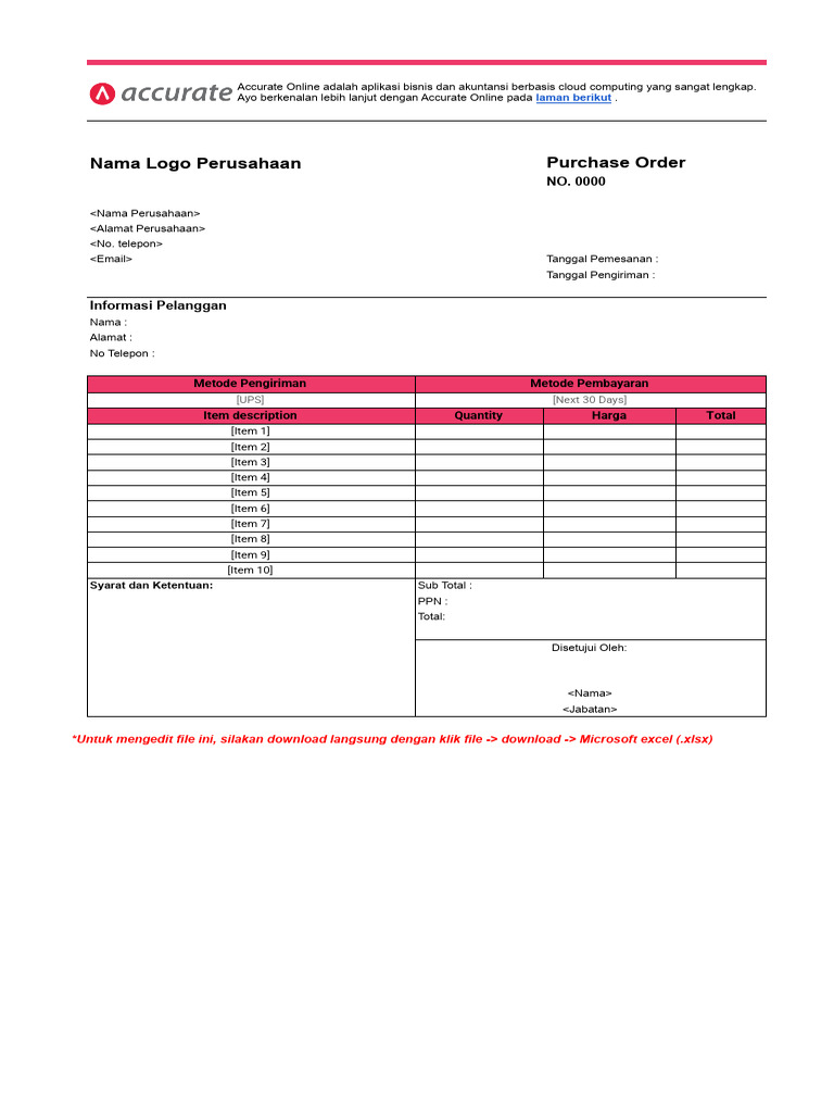 Template Purchase Order | PDF